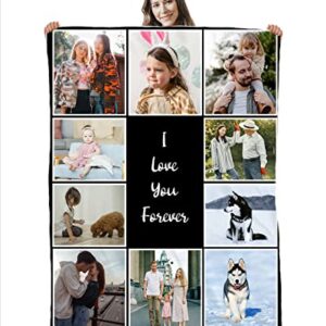 Custom Blanket with Picture, Personalized Blanket Using My Own Photos Text Collage Blanket, Super Soft Flannel Customized Throw Blanket, Family, Friends, Besties, BBF, Birthday