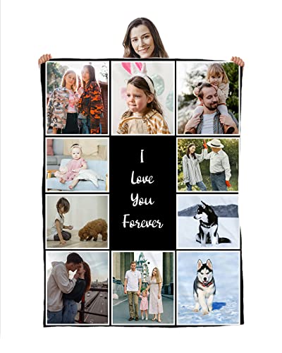 Custom Blanket with Picture, Personalized Blanket Using My Own Photos Text Collage Blanket, Super Soft Flannel Customized Throw Blanket, Family, Friends, Besties, BBF, Birthday