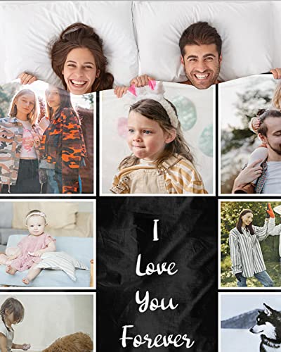 Custom Blanket with Picture, Personalized Blanket Using My Own Photos Text Collage Blanket, Super Soft Flannel Customized Throw Blanket, Family, Friends, Besties, BBF, Birthday