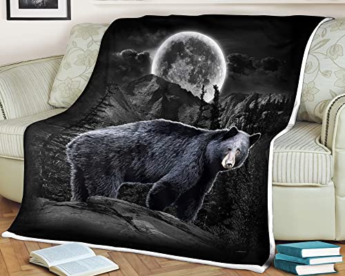 somegifts Black Bear Blanket North American Wilderness Decorative Fleece, Wall Hanging