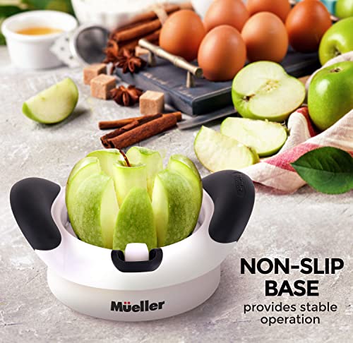 Mueller SpeedSlice Apple and Pear Slicer Corer, Heavy Duty, Attached Safety Cover Protects Fingers while In-Use and Blades while in Storage