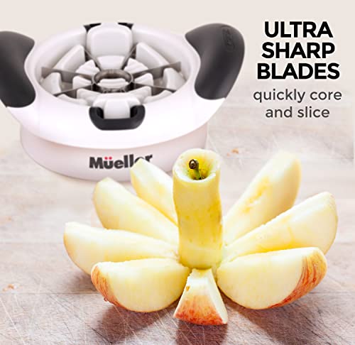 Mueller SpeedSlice Apple and Pear Slicer Corer, Heavy Duty, Attached Safety Cover Protects Fingers while In-Use and Blades while in Storage