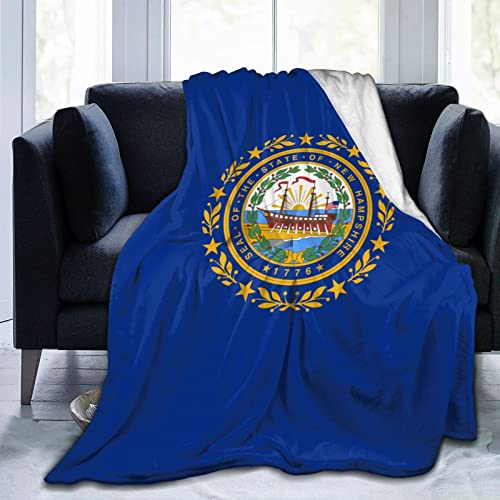 Flag of New Hampshire Blanket Printed Flannel Throw Blanket 60"x50" Anti-Pilling Blanket Bed Sofa Living Room Bedroom