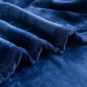 DOSSAC Fleece Blankets King Size for All Season 350GSM Luxury Lightweight Anti-Static Fuzzy Soft Microfiber Blanket for Bed, Sofa, Couch, Travel, Camping (Navy Blue King)