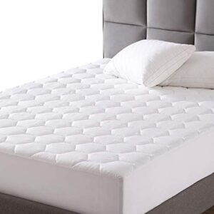 exq home king mattress pad quilted mattress protector fitted sheet mattress cover for bed stretch up to 18” deep pocket (breathable)