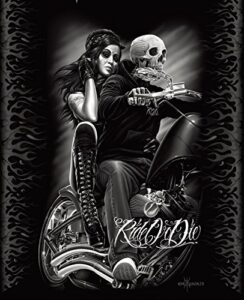 dga ride or die motorcycle biker babe queen size luxury royal plush blanket