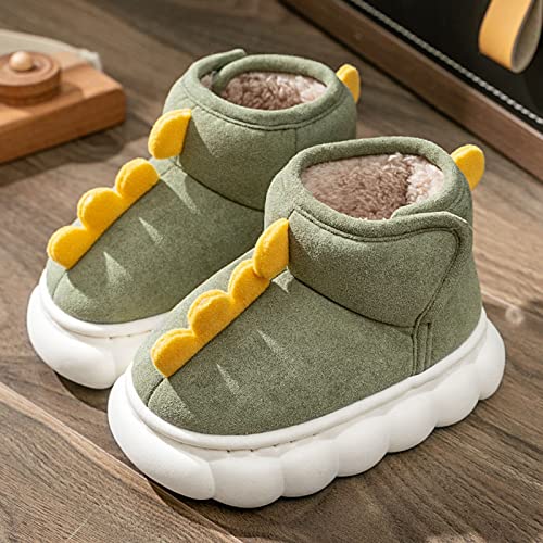 Lykmera Children Cotton Shoes and Non Slip Cotton Boots with Velvet in Winter Boys Girls Children Boots Children Snow Boots (Green, 14)