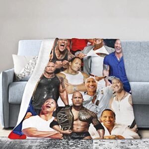 Blanket Dwayne Douglas Johnson Soft and Comfortable Wool Fleece Throw Blankets for Sofa Office car Camping Yoga Travel Home decoration Cozy Plush Beach Blanket Gift