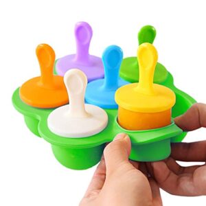 Ozera 2 Pack Popsicle Molds, Silicone Popsicle Molds for Kids, 7-Cavity Ice Pop Molds, Baby Popsicle Maker Molds Set with Cleaning Brush