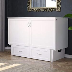 Atlantic Furniture Monroe Murphy Bed Chest with Charging Station, White