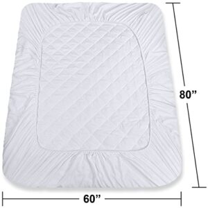 Utopia Bedding Quilted Fitted Mattress Pad (Queen) - Elastic Fitted Mattress Protector - Mattress Cover Stretches up to 16 Inches Deep - Machine Washable Mattress Topper