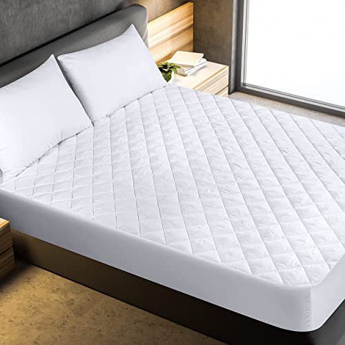 Utopia Bedding Quilted Fitted Mattress Pad (Queen) - Elastic Fitted Mattress Protector - Mattress Cover Stretches up to 16 Inches Deep - Machine Washable Mattress Topper