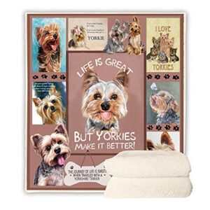 chrihome yorkies make life better throw blanket soft plush comfy warm bedding blanket for sofa couch travel office quilt home decor blankets all season use (yorkies make life better, 60'' x 50'')