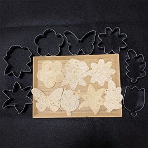 Flower and Leaf Cookie Cutter Set-7 Piece-Daisy, Lily, Rose, Tulip, Oak Leaf and Butterfly Fondant Biscui Cutters