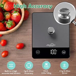 JOYHILL Food Scale, 22lb Digital Kitchen Scale Food Ounces and Grams for Weight Loss, Baking and Cooking, Premium Stainless Steel Food Weight Scale with LED Display, Batteries Included, Black