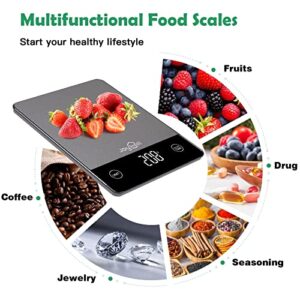 JOYHILL Food Scale, 22lb Digital Kitchen Scale Food Ounces and Grams for Weight Loss, Baking and Cooking, Premium Stainless Steel Food Weight Scale with LED Display, Batteries Included, Black