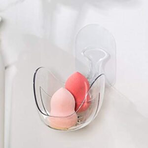 Multifunction Acrylic Small Makeup Organizer Storage for Vanity – Silicone Beauty Blender Makeup Sponge Holder Wall Mounted for Bathroom, Clear Makeup Brush Drying Rack Holder- 2 Slots