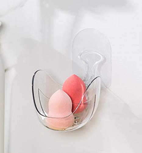 Multifunction Acrylic Small Makeup Organizer Storage for Vanity – Silicone Beauty Blender Makeup Sponge Holder Wall Mounted for Bathroom, Clear Makeup Brush Drying Rack Holder- 2 Slots