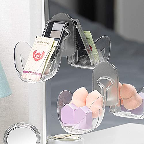 Multifunction Acrylic Small Makeup Organizer Storage for Vanity – Silicone Beauty Blender Makeup Sponge Holder Wall Mounted for Bathroom, Clear Makeup Brush Drying Rack Holder- 2 Slots