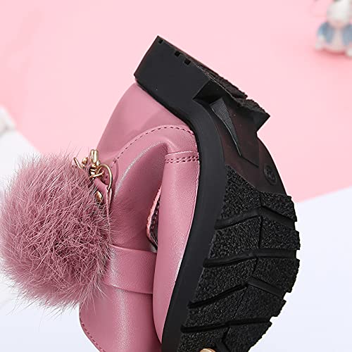 Lykmera Baby Girls Princess Shoes Bowkont Cotton Boots Snow Boots Leather Shoes Princess Ankle Boots Shoes for Baby Girl (Pink, 12-12.5 Years Big Kids)