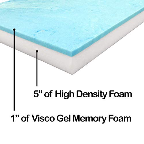 Foamma 6” x 36” x 76” Truck, Camper, RV Travel Visco Gel Memory Foam Bunk Mattress Replacement, Made in USA, Comfortable, Travel Trailer, CertiPUR-US Certified, Cover Not Included