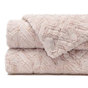 Chanasya Fuzzy Soft Cloud Textured Embossed Faux Fur Throw Blanket - Plush Sherpa Solid Cozy Blanket for Bed Sofa Chair Couch Cover Living Bed Room (50x65 Inches) Classy Pink Blanket