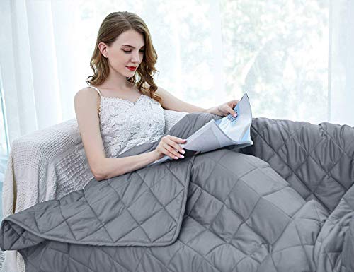 AsFrost Weighted Blanket 2.0 for Adult and Kids, 100% Breathable Cotton with Premium Glass Beads