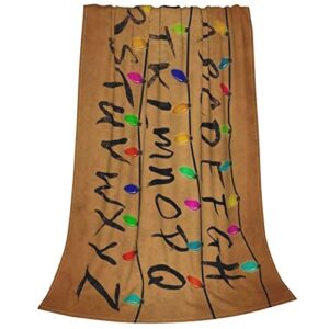 Christmas Lights Alphabet Flannel Blanket Stranger Blanket Soft Flannel Lightweight Blankets Throw Bedding Room Decor for Bed Sofa Couch 60"X50"