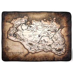 The Elder Scrolls Province of Skyrim Map Plush Throw Blanket |Soft Fleece Blanket, Cozy Sherpa Cover For Sofa And Bed| 45 x 60 Inches