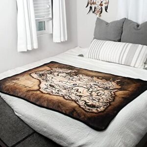 The Elder Scrolls Province of Skyrim Map Plush Throw Blanket |Soft Fleece Blanket, Cozy Sherpa Cover For Sofa And Bed| 45 x 60 Inches