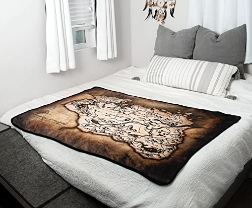 The Elder Scrolls Province of Skyrim Map Plush Throw Blanket |Soft Fleece Blanket, Cozy Sherpa Cover For Sofa And Bed| 45 x 60 Inches