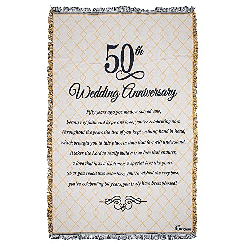 Dicksons 50th Wedding Anniversary Poem 48 x 68 All Cotton Tapestry Throw Blanket