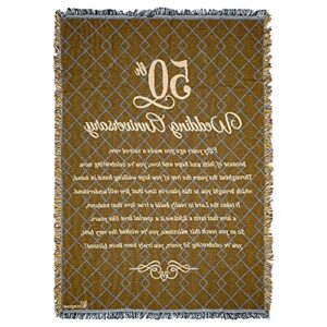 Dicksons 50th Wedding Anniversary Poem 48 x 68 All Cotton Tapestry Throw Blanket