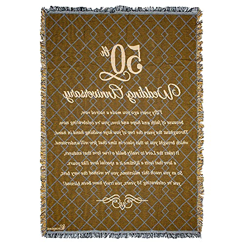 Dicksons 50th Wedding Anniversary Poem 48 x 68 All Cotton Tapestry Throw Blanket