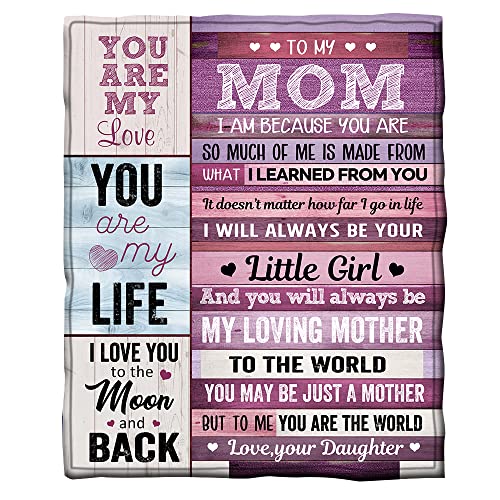 YIBZEE to My Mom Blanket - Super Soft Flannel Plush Gift Blanket from Daughter,Mother's Christmas Birthday Anniversary Throw Blanket for Sofa Bed Travel (to My Mom, 60 x 50in)