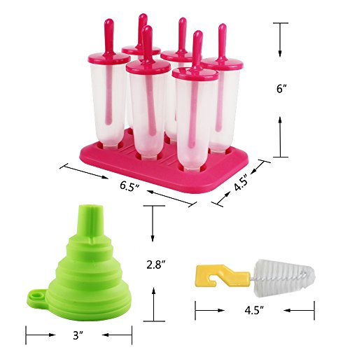 Popsicle Molds 3 Sets Ice Pop Molds Ice Pop Maker with Funnel and Brush, 3 Colors