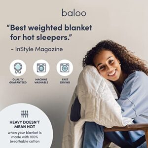 Baloo Soft 12lb Weighted Throw Blanket with Removable Linen Cover - Heavy Cotton Quilted Blanket - Blush Pink, 42x72 inches Living