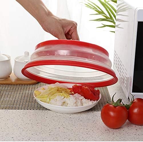 2Packs collapsiable Microwave cover (Red+Blue) BPA free Microwave Splatter Guard Colander Strainer for Fruit Vegetables