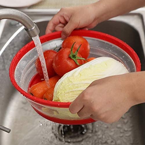 2Packs collapsiable Microwave cover (Red+Blue) BPA free Microwave Splatter Guard Colander Strainer for Fruit Vegetables