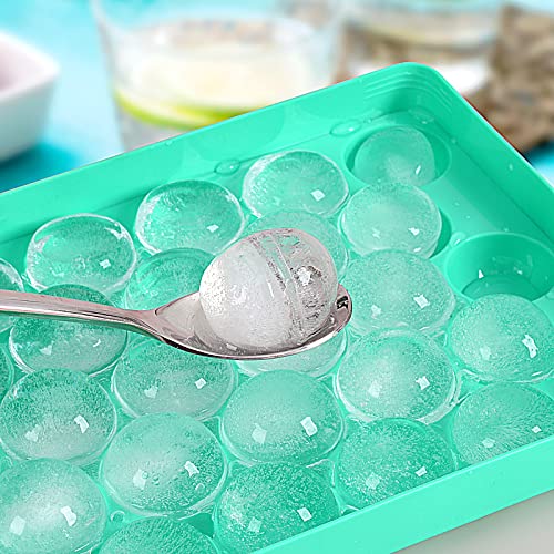 Ice Cube Tray,Waybesty Round Ice Trays for Freezer,Circle Ice Cube Molds Making 1.0 Inch Small Ice Balls,Sphere Ice Makers for Cocktail Whiskey Tea Coffee Wine or Storage Some Fish Meats (Light Blue)