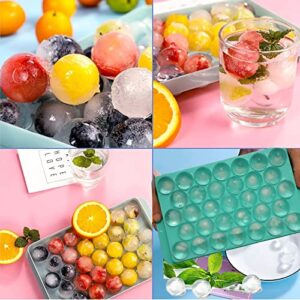 Ice Cube Tray,Waybesty Round Ice Trays for Freezer,Circle Ice Cube Molds Making 1.0 Inch Small Ice Balls,Sphere Ice Makers for Cocktail Whiskey Tea Coffee Wine or Storage Some Fish Meats (Light Blue)