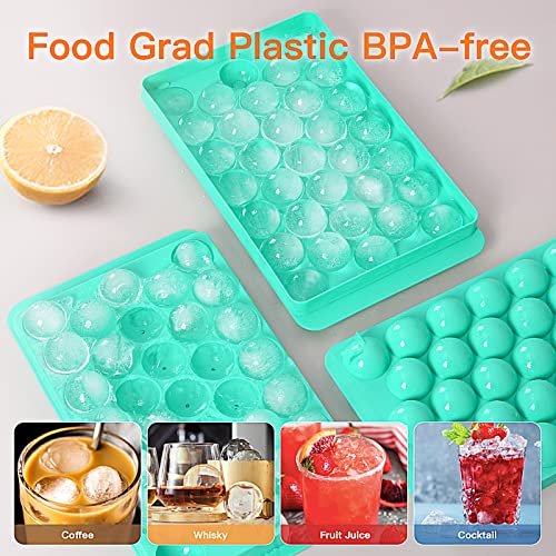 Ice Cube Tray,Waybesty Round Ice Trays for Freezer,Circle Ice Cube Molds Making 1.0 Inch Small Ice Balls,Sphere Ice Makers for Cocktail Whiskey Tea Coffee Wine or Storage Some Fish Meats (Light Blue)