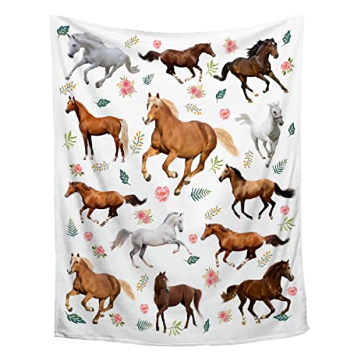 Horses Throw Blanket Super Soft Fluffy Cozy Plush Fleece Blanket Decorative Fuzzy Lightweight Blankets for Sofa Couch Bed Camping, 30"x40"-Toddlers/Pets Size