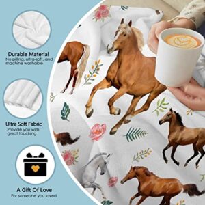 Horses Throw Blanket Super Soft Fluffy Cozy Plush Fleece Blanket Decorative Fuzzy Lightweight Blankets for Sofa Couch Bed Camping, 30"x40"-Toddlers/Pets Size