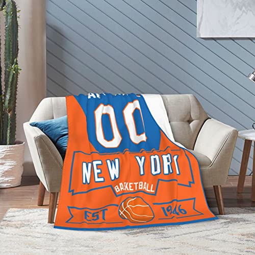 Custom Throw Blankets for Bed Personalized Basketball City Fans Gift Winter Summer Fleece Blanket Name and Number, 30"x40", 50"x60"