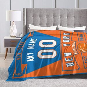 Custom Throw Blankets for Bed Personalized Basketball City Fans Gift Winter Summer Fleece Blanket Name and Number, 30"x40", 50"x60"