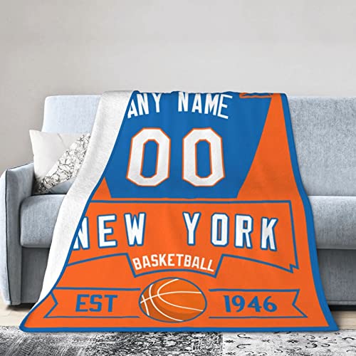 Custom Throw Blankets for Bed Personalized Basketball City Fans Gift Winter Summer Fleece Blanket Name and Number, 30"x40", 50"x60"