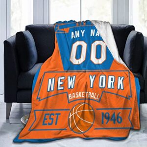 Custom Throw Blankets for Bed Personalized Basketball City Fans Gift Winter Summer Fleece Blanket Name and Number, 30"x40", 50"x60"