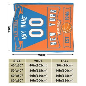 Custom Throw Blankets for Bed Personalized Basketball City Fans Gift Winter Summer Fleece Blanket Name and Number, 30"x40", 50"x60"