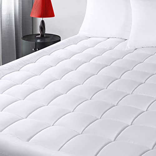 Utopia Bedding Quilted Fitted Premium Mattress Pad Twin Size - Pillow Top Mattress Topper - Elastic Fitted Fluffy Mattress Protector - Mattress Cover Stretches up to 16 Inches Deep -Machine Washable